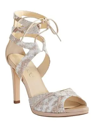 ELIZEE Ametista Leather Platform Stiletto Sandals - Creme Python