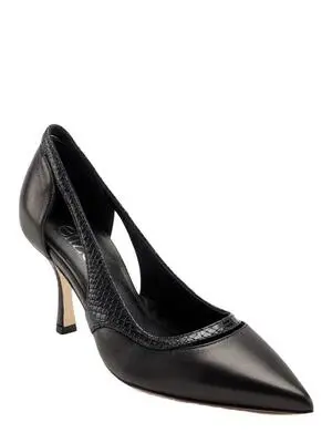 ELIZEE Elizée Elle Leather Pointed-Toe Heels With Snake-Print Panels Black/python