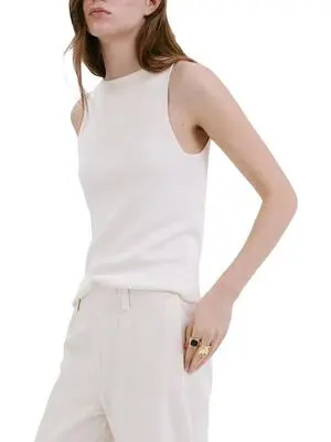 MANGO MANGO Fine-Knit Boat Neck Sleeveless Top