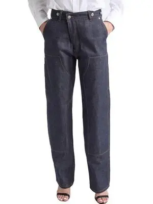 Victoria Beckham Asymmetric Panelled Wide Leg Jeans - Indigo