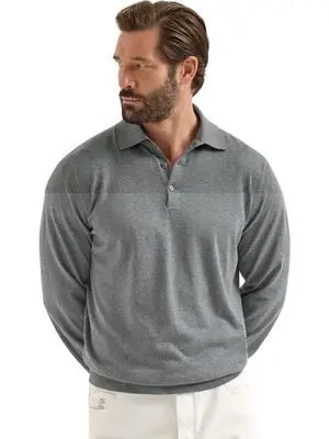Brunello Cucinelli Cotton Lightweight Knit Polo Shirt - Lead