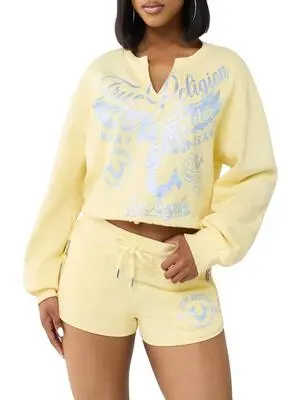 True Religion V-notch Graphic Sweatshirt - Double Cream
