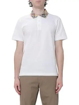 Burberry Short-sleeved Cotton Polo Shirt With Contrast Tipping - White