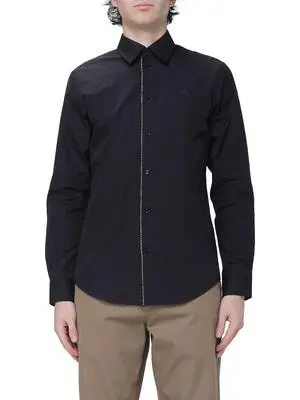 Burberry Slim Fit Cotton Shirt With French Collar And Embroidered Ekd Logo - Black