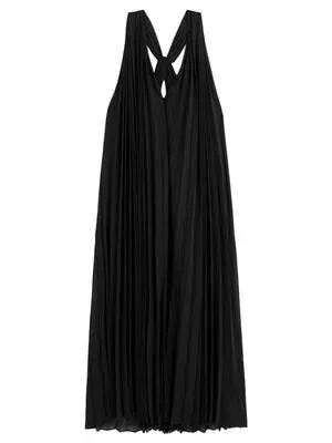 Cos Tie-detail Pleated Georgette Maxi Dress - Black