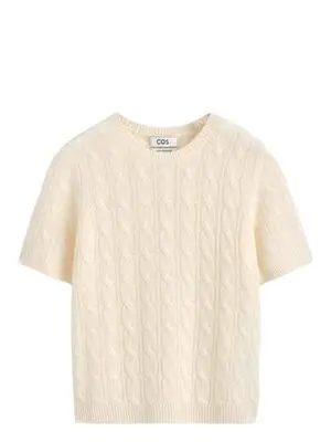 Cos Cable-knit Cashmere T-shirt - White