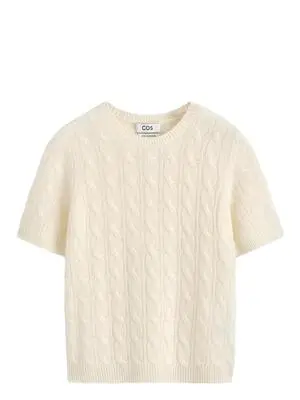 Cos Cable-knit Cashmere T-shirt - White