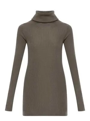 Rick Owens Ribbed Wool Turtleneck Sweater - Gray