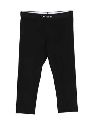 TOM FORD Logo Waistband Cropped Trousers - Black