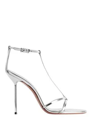 Paris Texas Lidia T-strap Sandal 105 In Mirrored Calfskin - Silver