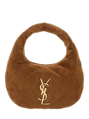 Saint Laurent Quilted Suede Handbag With Monogram Detail - Multicolor
