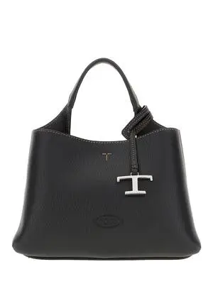 TOD'S Textured Leather Tote Bag With Metal Detail - Multicolor