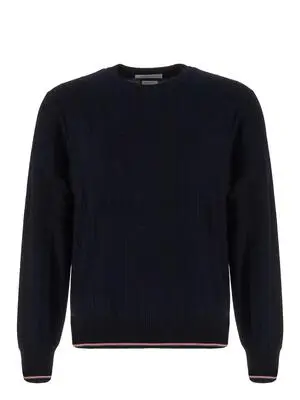 Thom Browne Navy Ribbed Knitwear Pullover - Multicolor