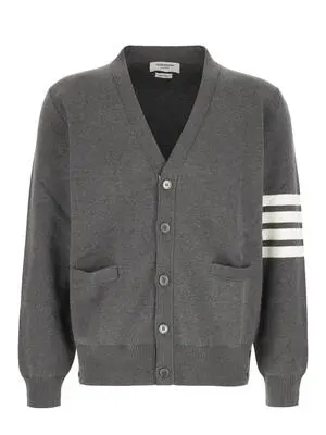 Thom Browne V-neck Cardigan With Four-bar Detail - Multicolor
