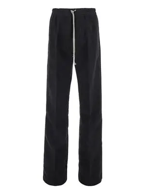 Rick Owens Cotton Pants With Elasticated Waistband And Oversized Drawstring - Black