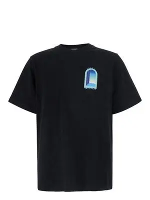 Casablanca Black T-shirt With Logo Print On The Front And Back In Cotton For - Multicolor