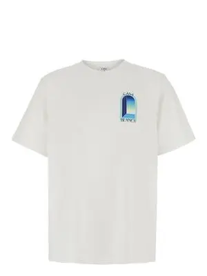 Casablanca White T-shirt With Logo Print On The Front And Back In Cotton For - Multicolor