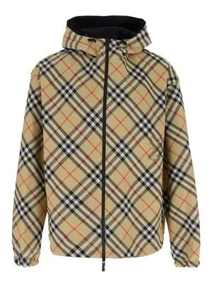 Burberry Checked Hooded Jacket - Multicolor