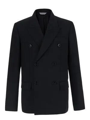 Balenciaga Black Double-breasted Jacket With Peak Revers In Wool For - Multicolor