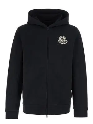 Moncler Black Sweatshirt With Logo Patch On The Front In Cotton For - Multicolor