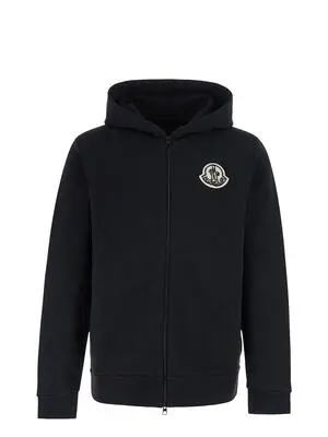 Moncler Black Sweatshirt With Logo Patch On The Front In Cotton For - Multicolor