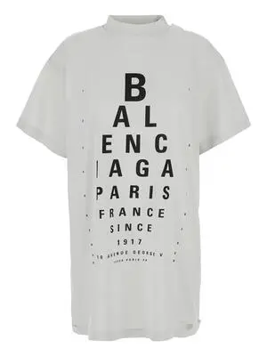 Balenciaga White T-shirt With Logo Printed On The Front And Torn Details In Cotton - Multicolor