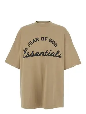 Fear Of God Fear Of God Men Beige Crew Neck T-Shirt With Dropped Shoulders And Maxi Logo Lettering Print On The Front In  Cotton For Men Multicolor