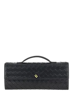 Bottega Veneta Clutch 'andiamo' With Handle And Intreccio Motif In Leather For - Black