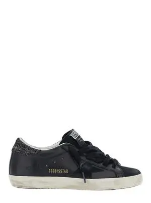 GOLDEN GOOSE Super-star Nappa Leather Sneakers With Glitter Heel - Black