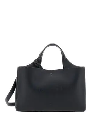 TOD'S Leather Handbag With T Plate Detail - Multicolor