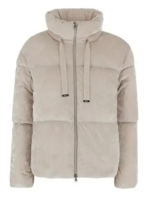 Herno Velvet Effect Down Jacket With High Collar - Multicolor