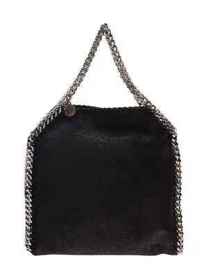 Stella McCartney Mini Tote Bag With Charm In Black Eculeather And Silver Hardware - Multicolor