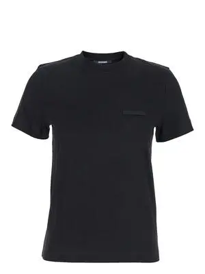 Jacquemus Le T-shirt Gros Grain Mc Cotton T-shirt - Black