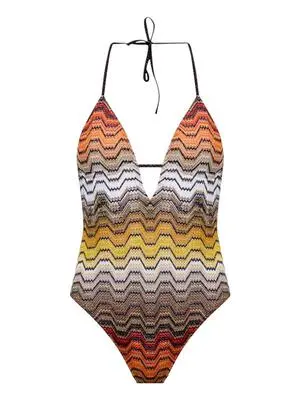 Missoni Halter-neck Swimsuit With Zigzag Pattern - Multicolor
