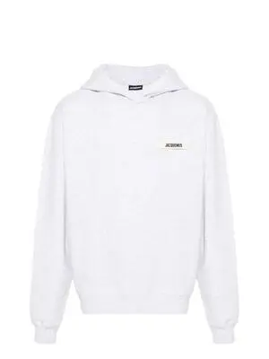Jacquemus Grosgrain Logo-appliqué Hoodie - Gray