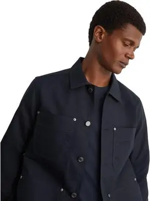 REISS Yorker Cotton-twill Four-pocket Overshirt - Navy