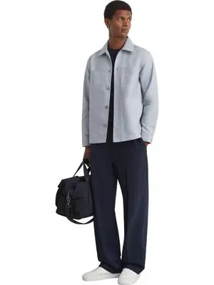 REISS Yorker Cotton-twill Four-pocket Overshirt - Soft Blue