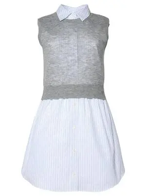 Alexander Wang Layered Sleeveless Shirt Dress With Sheer Sweater - Grey