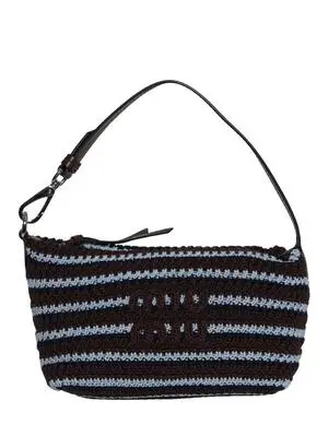 Miu Miu Striped Crochet Pouch Bag - Brown