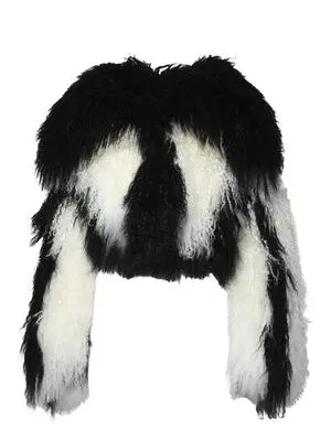 Attico Fur Bomber Jacket - Black