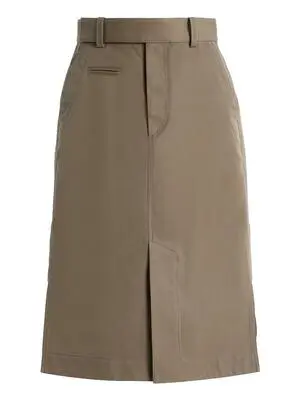 Bottega Veneta Cotton And Silk Gabardine Midi Skirt - Sand