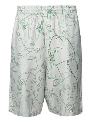 Bottega Veneta Face Doodle Drawstring Shorts - Gray