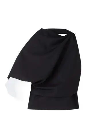 RÓHE Draped Open Back Single Sleeve Top - Black