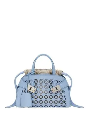 FERRAGAMO Laser Cut Hug Handbag - White