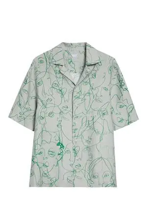 Bottega Veneta Face Doodle Shirt Pearl Grey And Grass - Gray