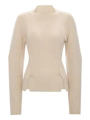 Victoria Beckham Ribbed Knit Sweater Elderflower - Beige