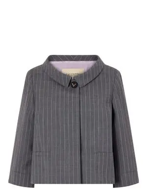Valentino Garavani Striped Wool Jacket - Gray