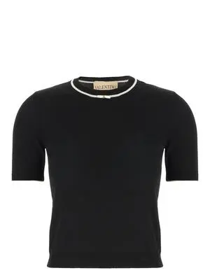 Valentino Garavani Black Knitwear With White Trim - Multicolor