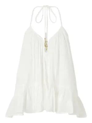 Zimmermann Embellished Polka-dot Cotton Tank - Ivory