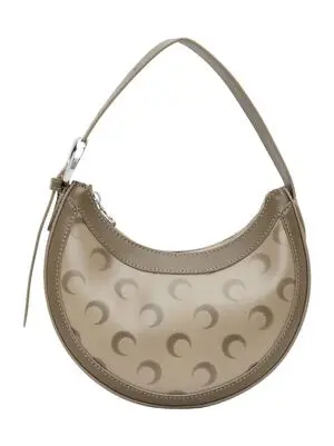 MARINE SERRE Faded Leather Moon Eclips Mini Bag - Nude